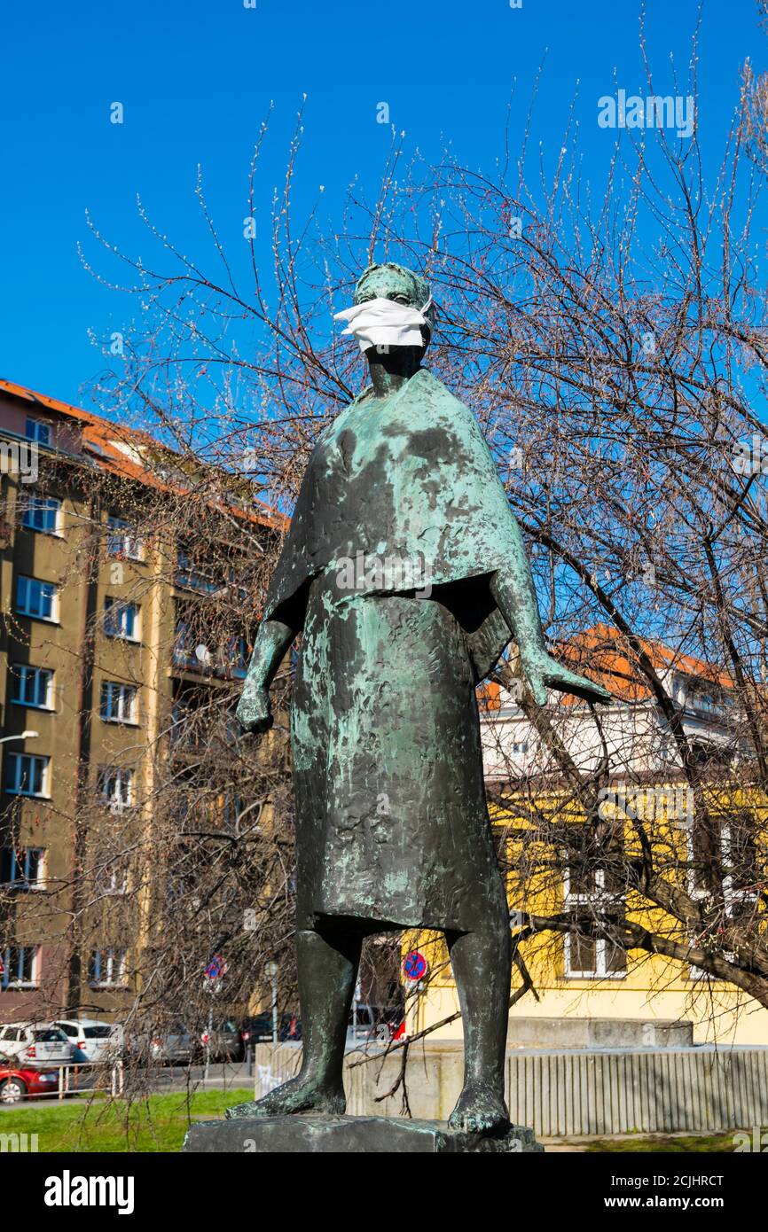 Anna proletářka, Anna the Proletariat, sculpture from 1962, covered ...