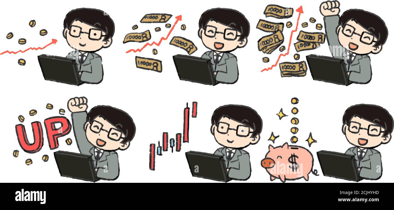 This is a illustration of Office worker who made a lot of money by ...