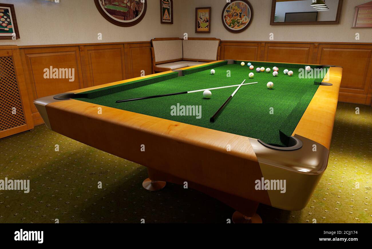 Billiard room modern style, 3d images Stock Photo - Alamy