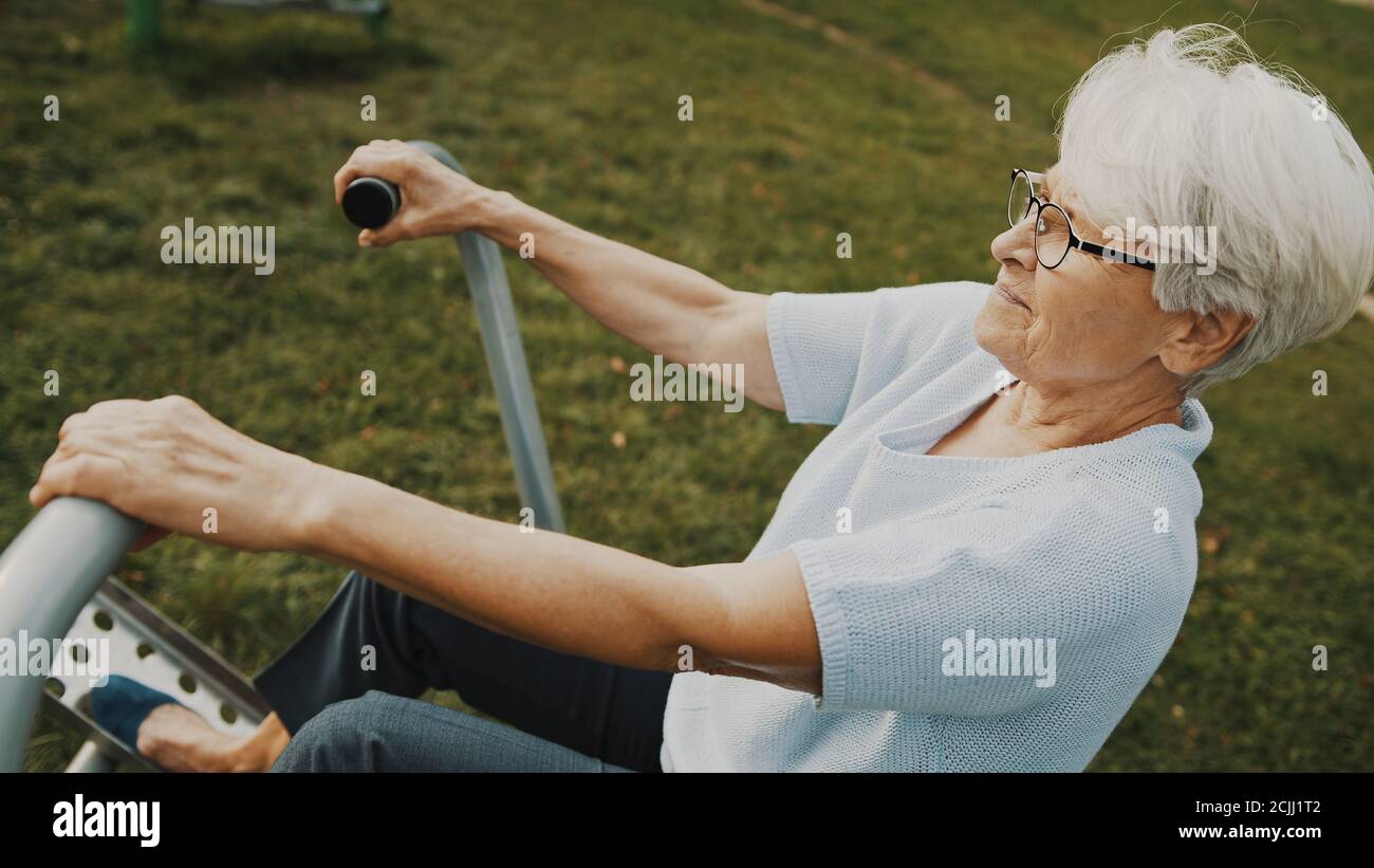 Funny old woman exercise hi-res stock photography and images - Alamy