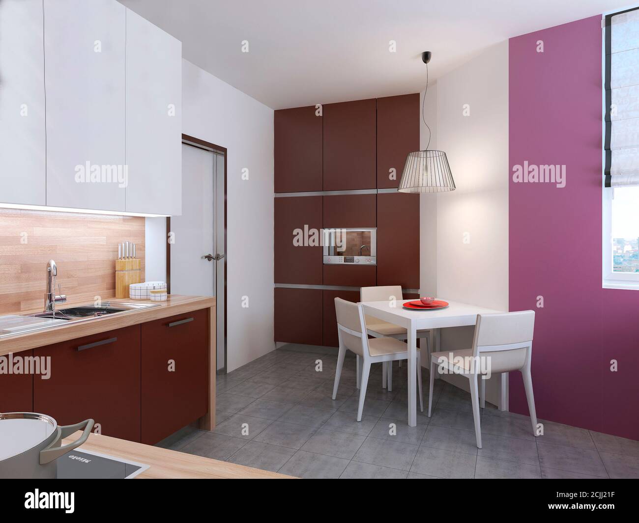 Contemporary style dining. 3d model Stock Photo - Alamy