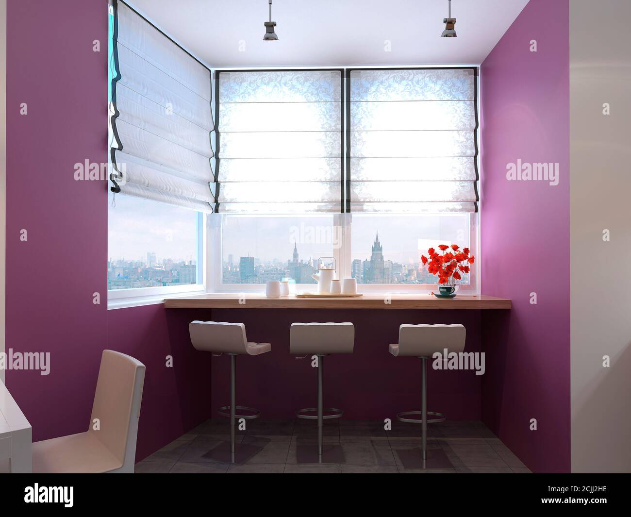 Contemporary style kitchen bar. 3d model Stock Photo - Alamy