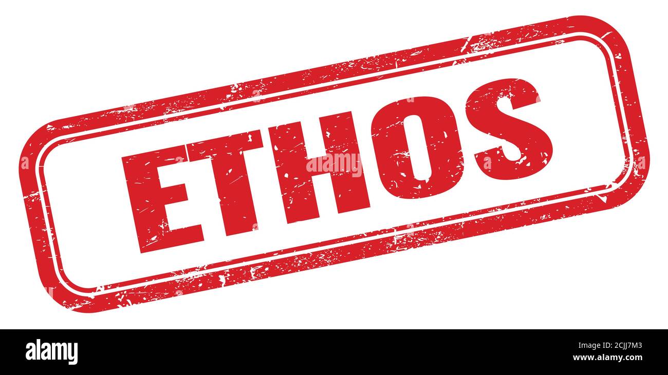 ETHOS red grungy rectangle stamp sign Stock Photo - Alamy