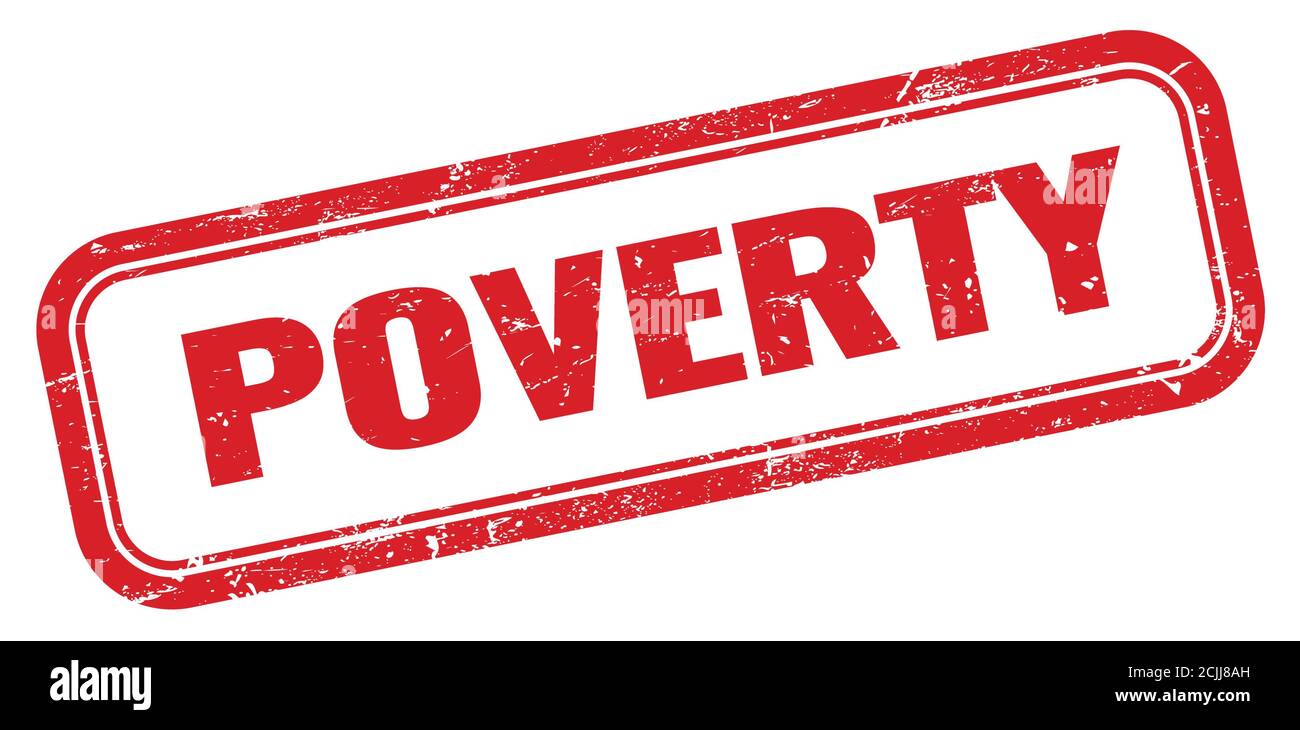 POVERTY red grungy rectangle stamp sign Stock Photo - Alamy