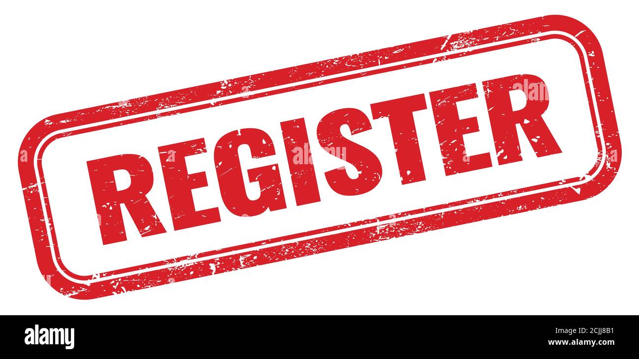 REGISTER red grungy rectangle stamp sign Stock Photo - Alamy