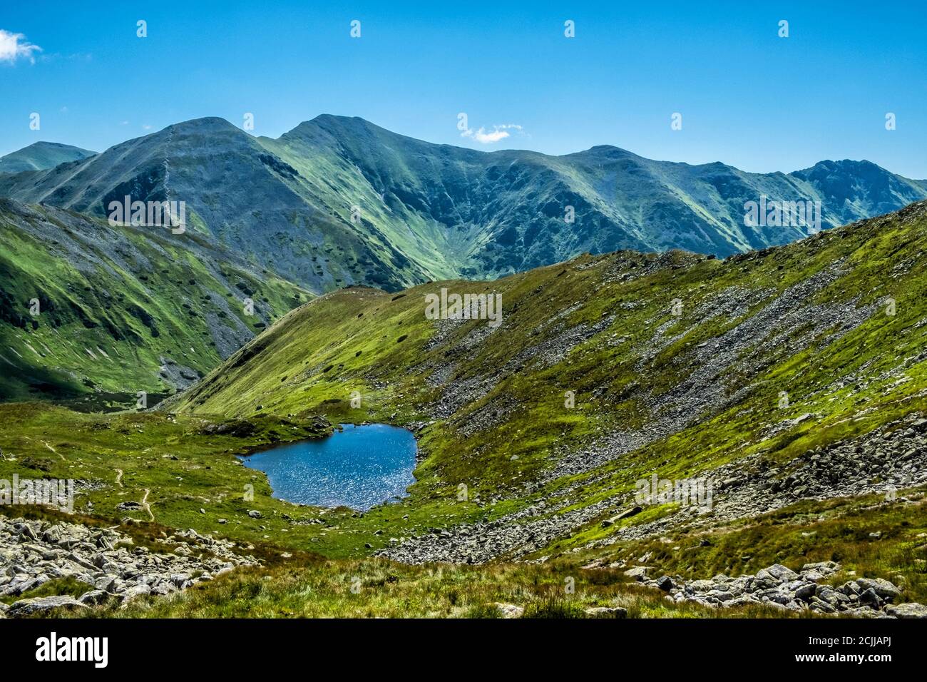 Mountain lake from Volovec peak, Western Tatras, Slovak republic ...