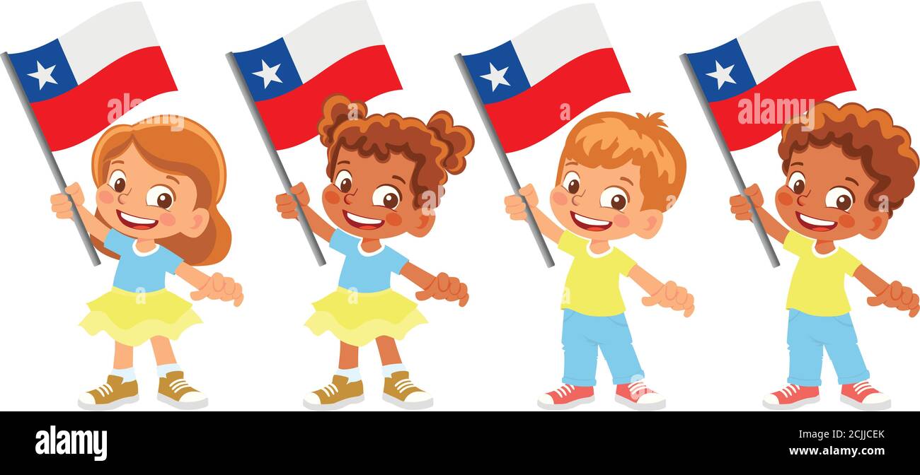Chile flag in hand. Children holding flag. National flag of Chile ...
