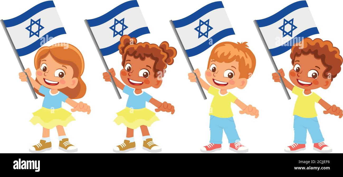 Israel flag in hand. Children holding flag. National flag of Israel ...
