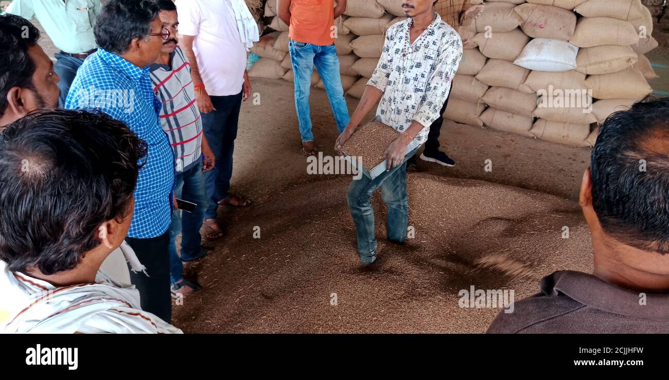 DISTRICT KATNI, INDIA - SEPTEMBER 18, 2019: Asian village farmers ...