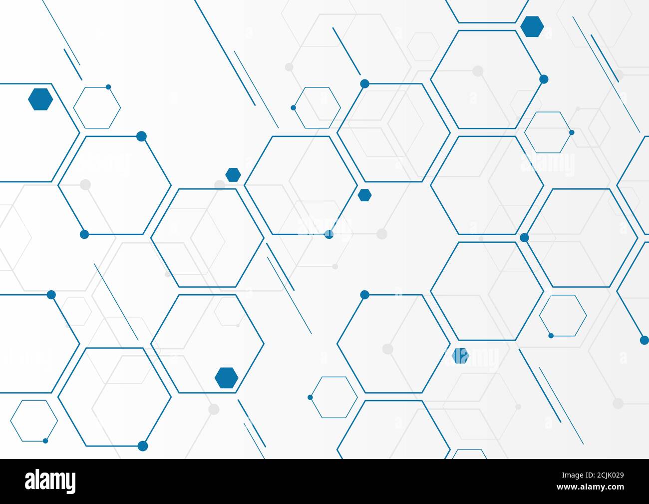 Abstract Blue Geometric Hexagons Molecular Structures On White