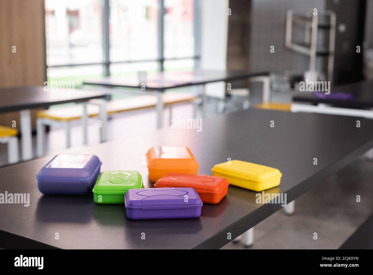 School lunch room table hi-res stock photography and images - Alamy