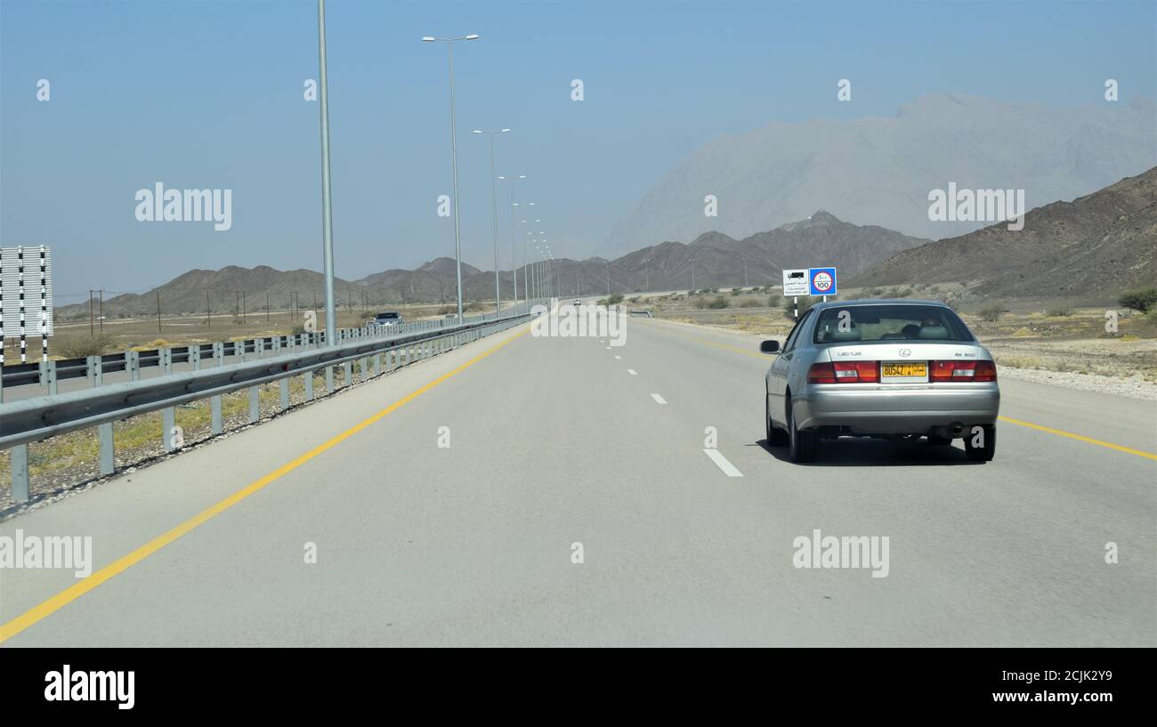 Amazing Oman highway road travel. Muscat, Oman : 16-09-2020 Stock Photo ...