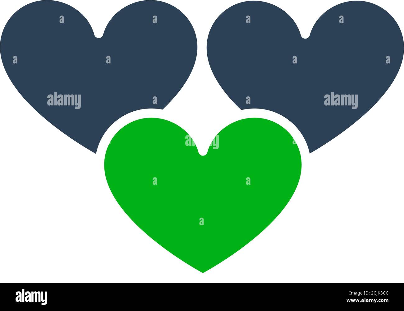 Three hearts, like colored icon. Love, feedback, friendship symbol ...