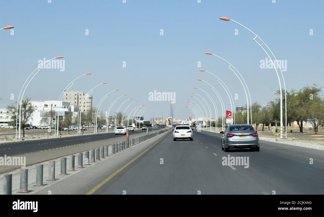 Amazing Oman highway road travel. Muscat, Oman : 16-09-2020 Stock Photo ...