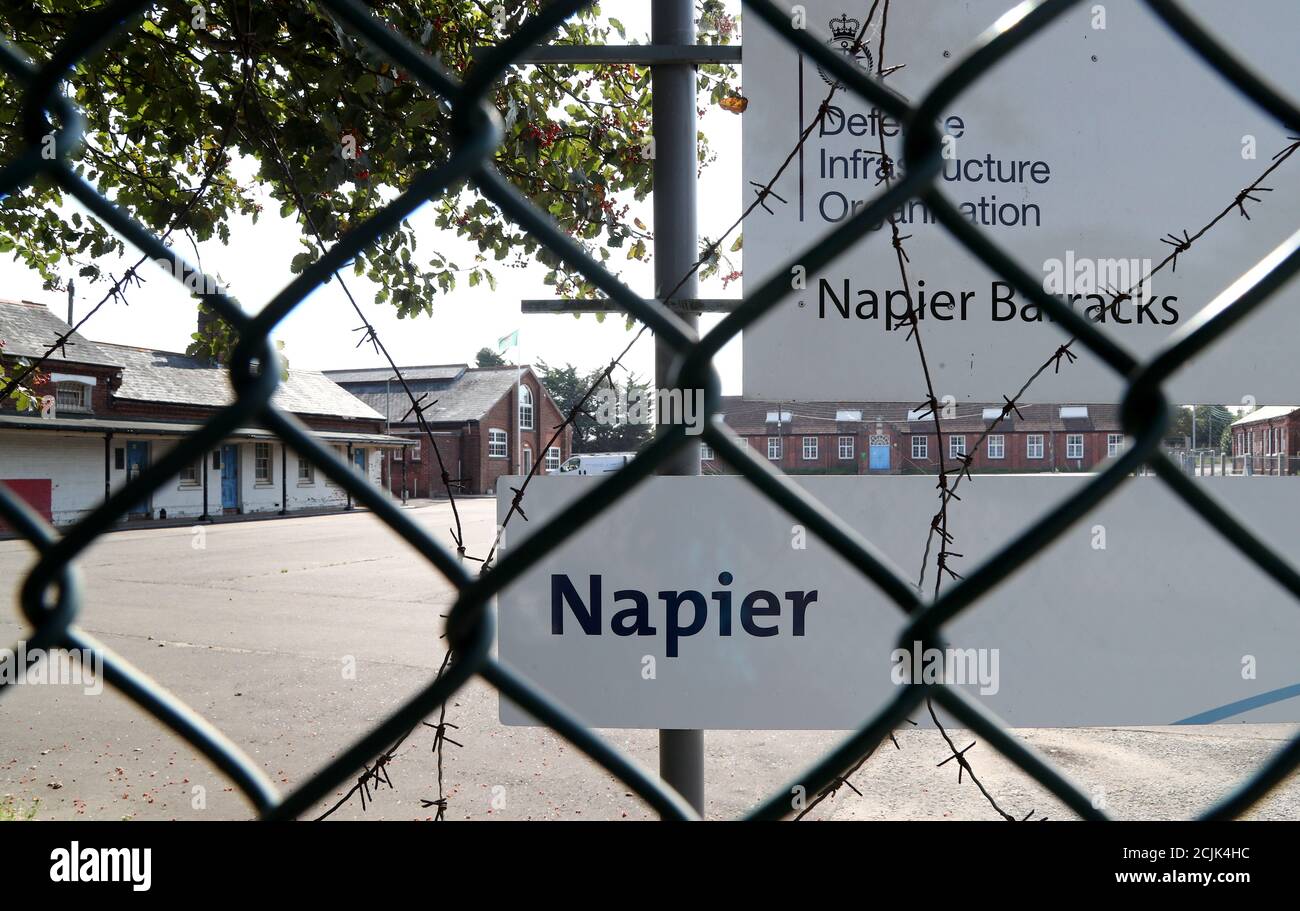 A view of Napier Barracks in Folkestone, Kent, where migrants who have ...