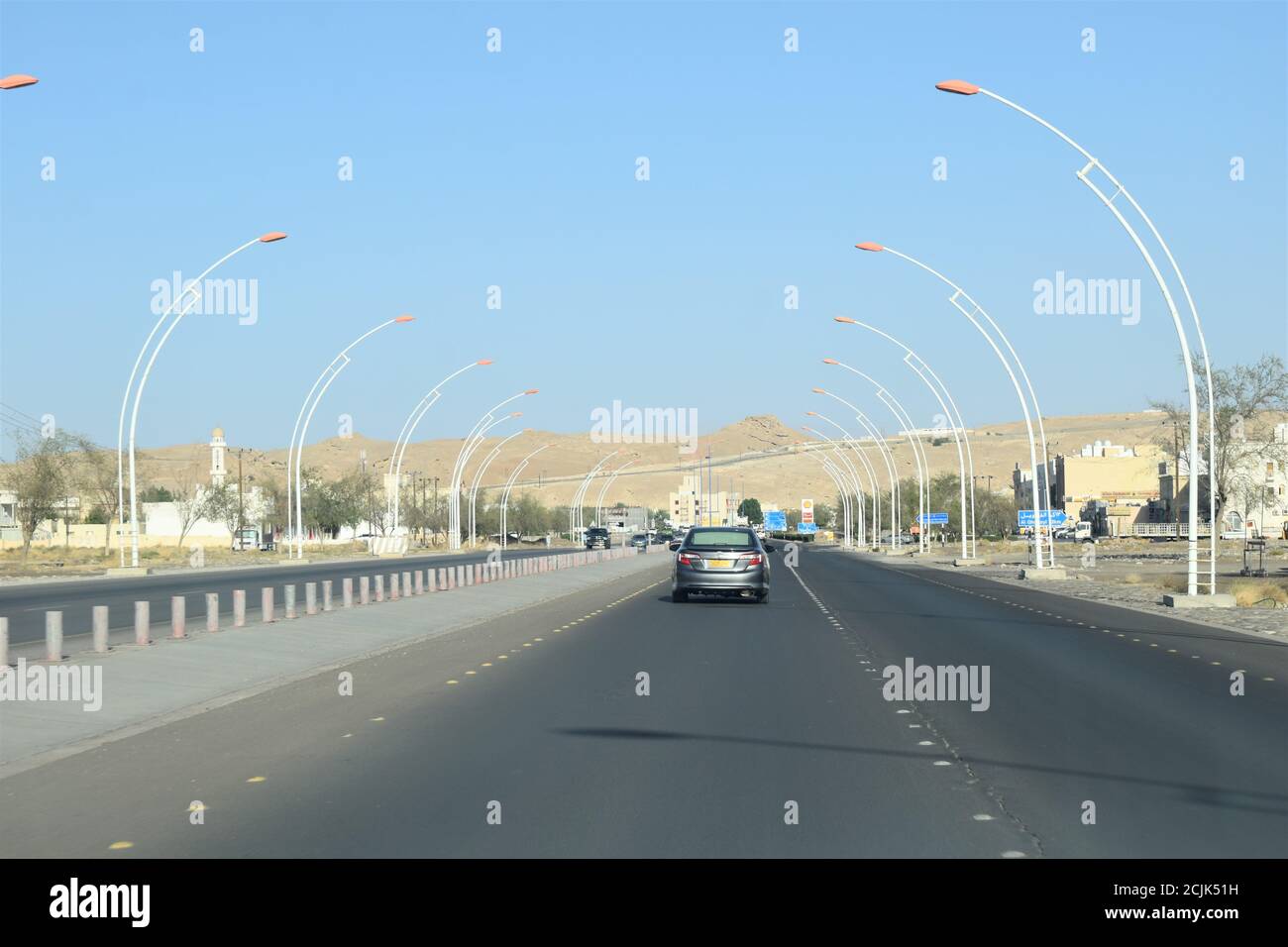 Amazing Oman highway road travel. Muscat, Oman : 16-09-2020 Stock Photo ...