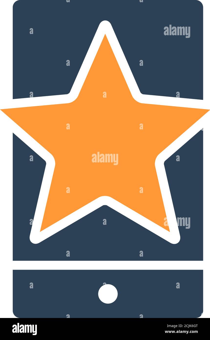 Star with phone, feedback colored icon. Mobile app review, add to ...