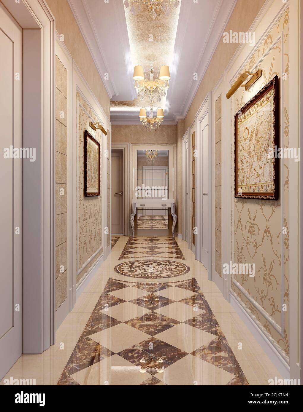 Hall Baroque style, 3d images Stock Photo - Alamy