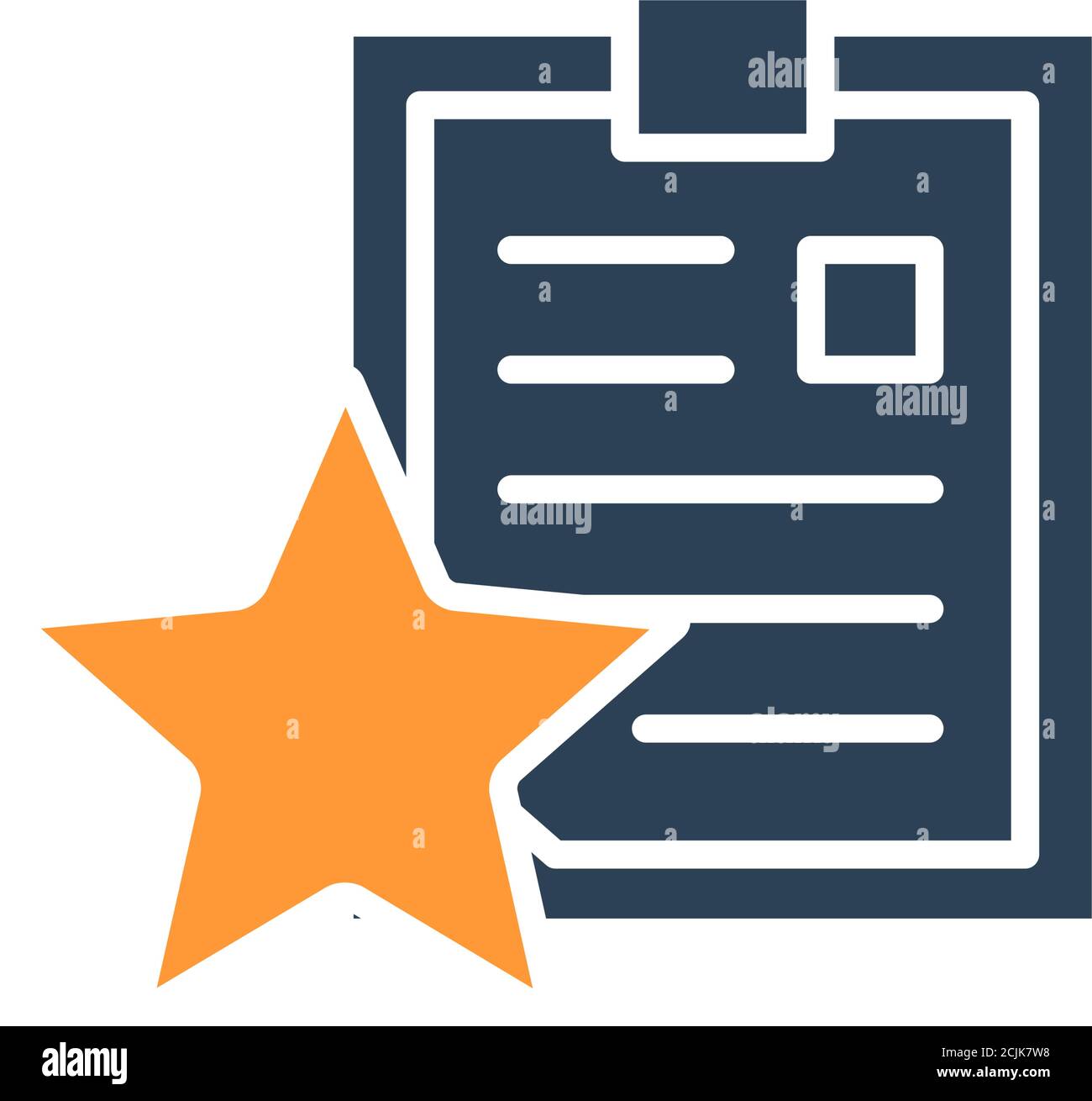 Clipboard with star colored icon. Document rating, add to favorites ...