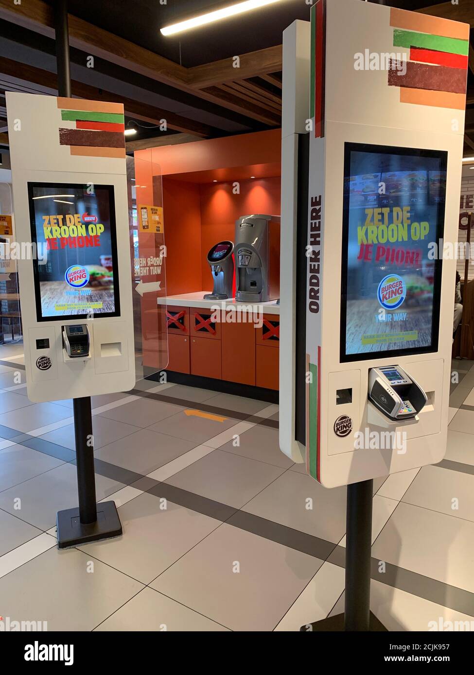 Self-service ordering machines at the Burger King fast food chain ...