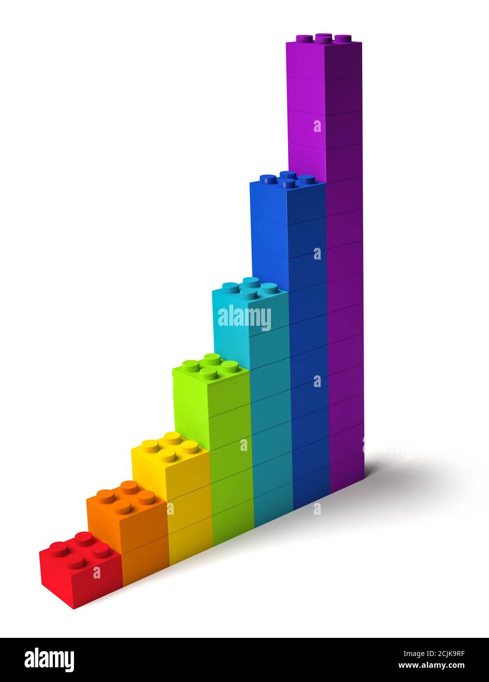 Building blocks in rainbow colors exponential growth diagram 3D ...