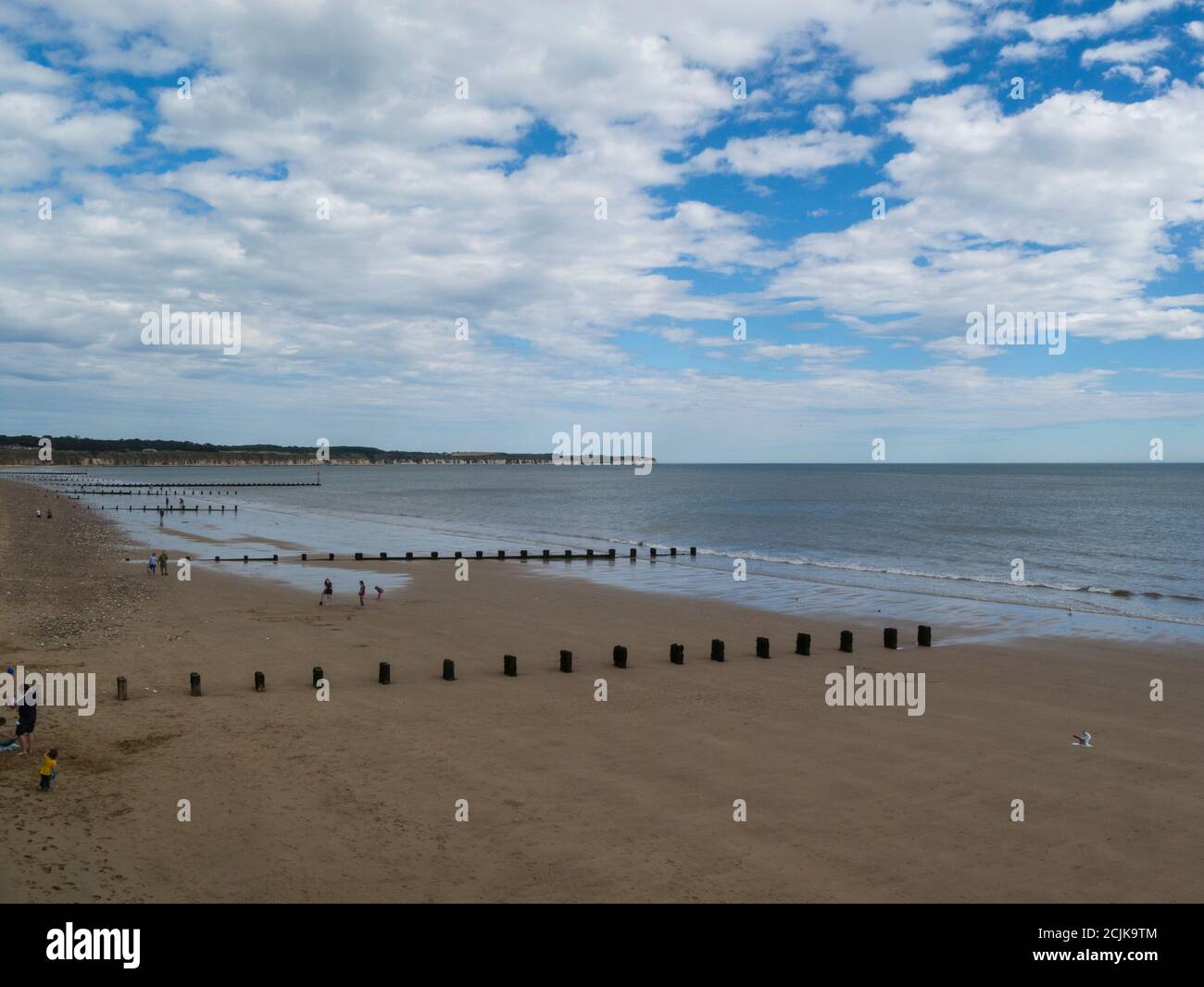 View along long sandy North Beach Bridlington Bay East Riding of ...