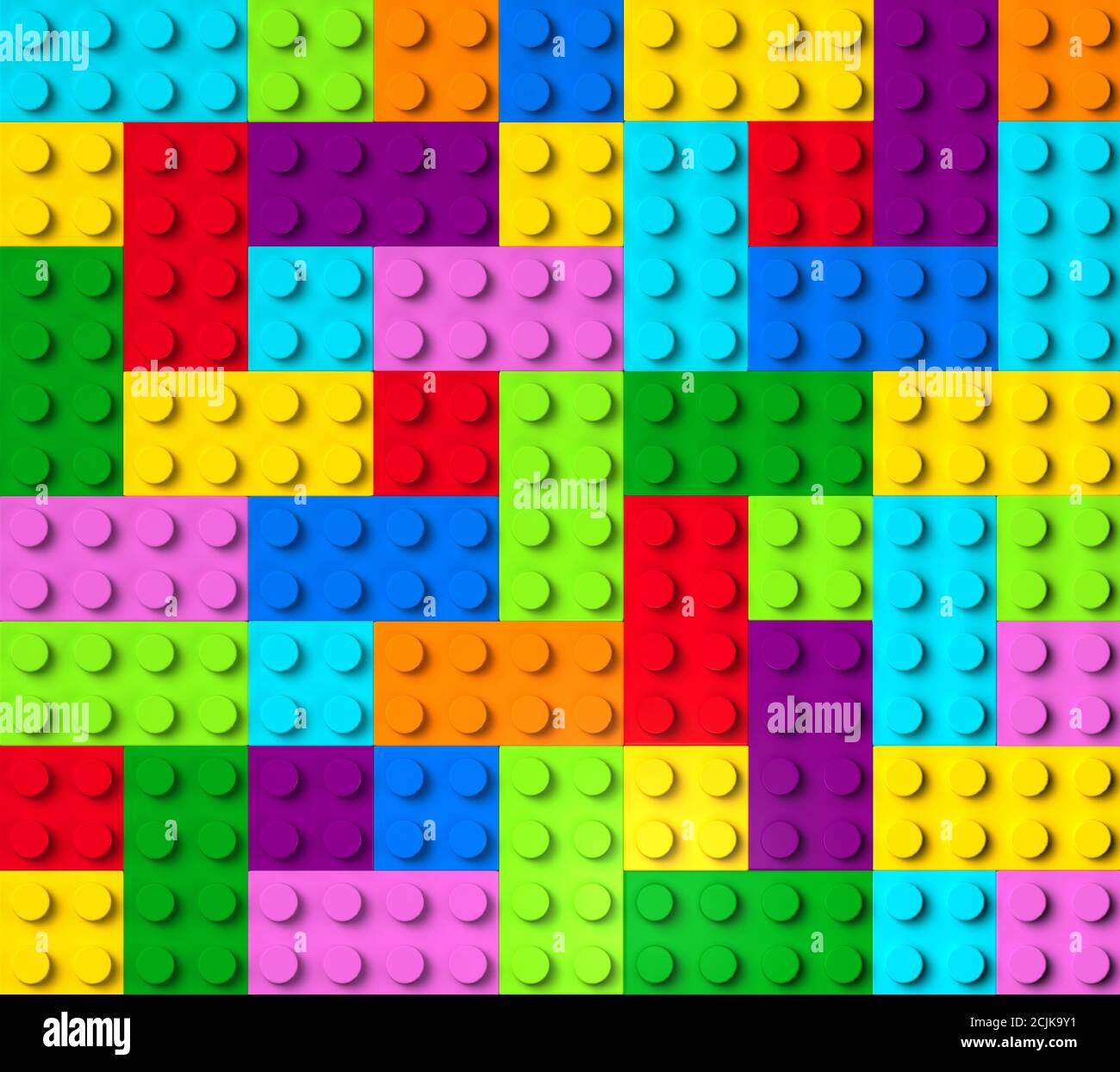 Colorful toy 3d building block bricks creative assembly flat top view ...