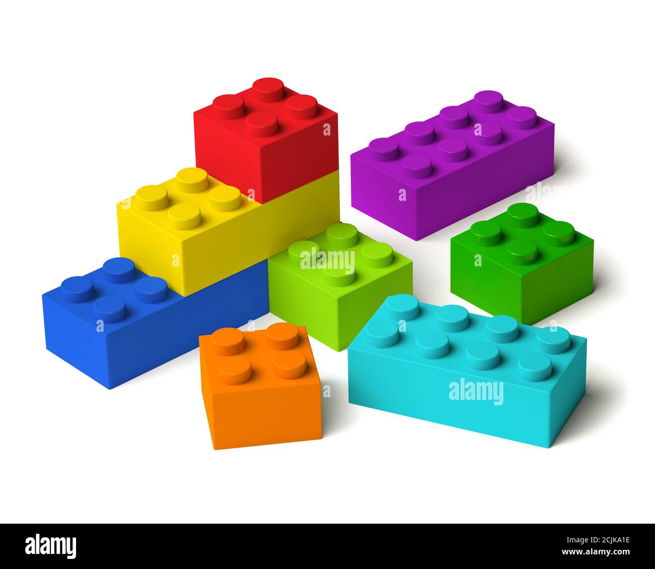 Group of building blocks in rainbow colors isolated on white background ...