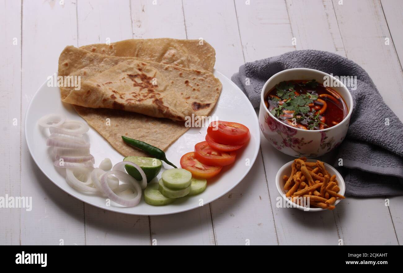 Dhaba style Sev bhaji/sabzi/curry made in tomato curry with gathiya ...