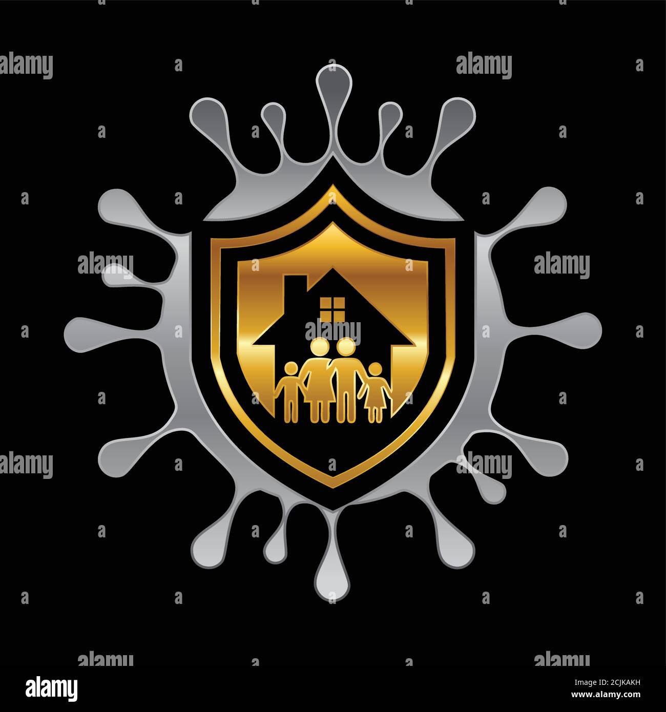 A vector illustration of Home is one of Family shield protection from ...