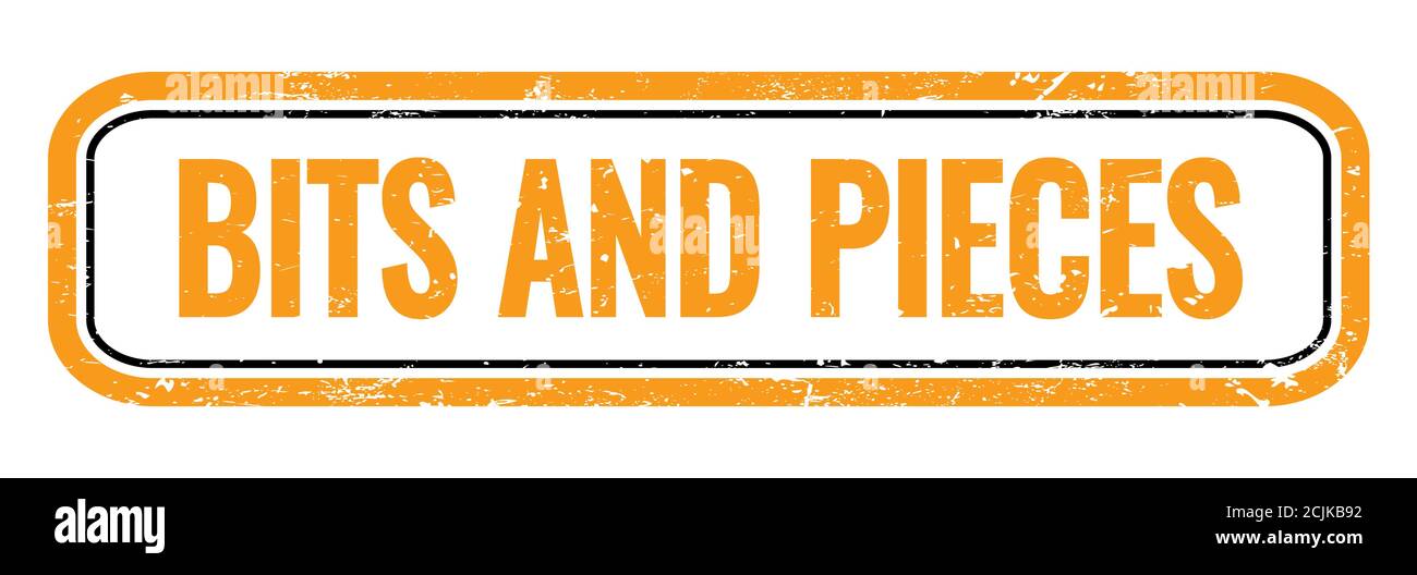 BITS AND PIECES orange grungy rectangle stamp sign Stock Photo - Alamy