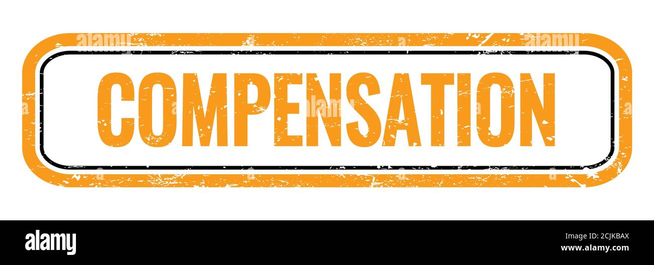 COMPENSATION orange grungy rectangle stamp sign Stock Photo - Alamy