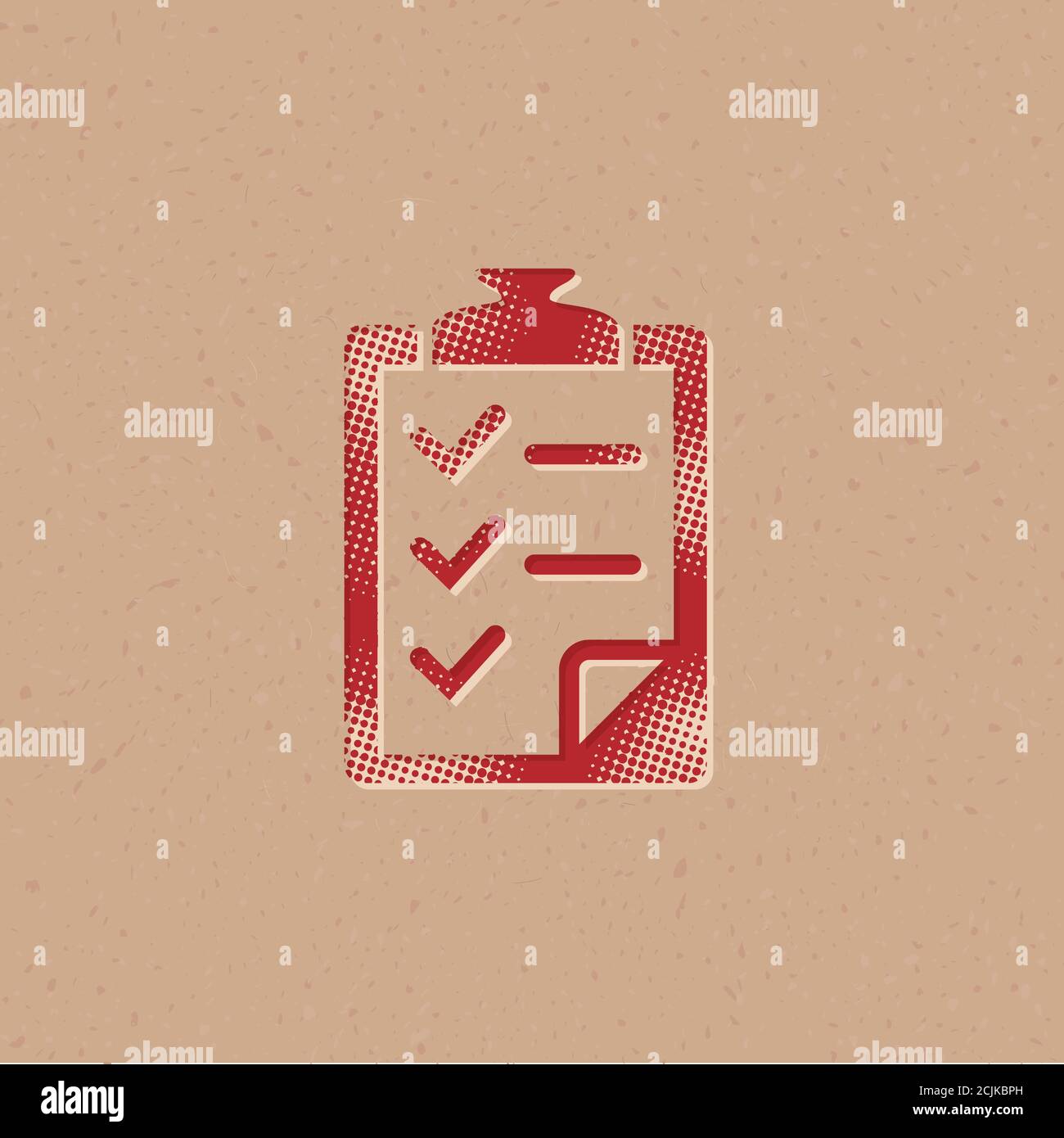 Checklist icon in halftone style. Grunge background vector illustration ...