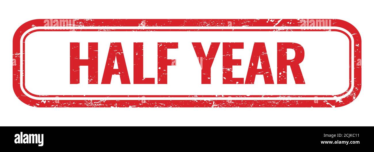 HALF YEAR red grungy rectangle stamp sign Stock Photo - Alamy