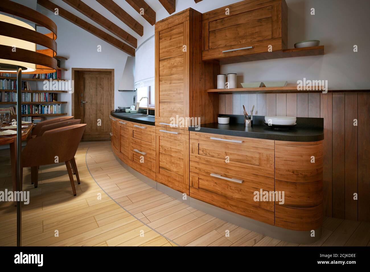 Kitchen loft style, 3d image Stock Photo - Alamy