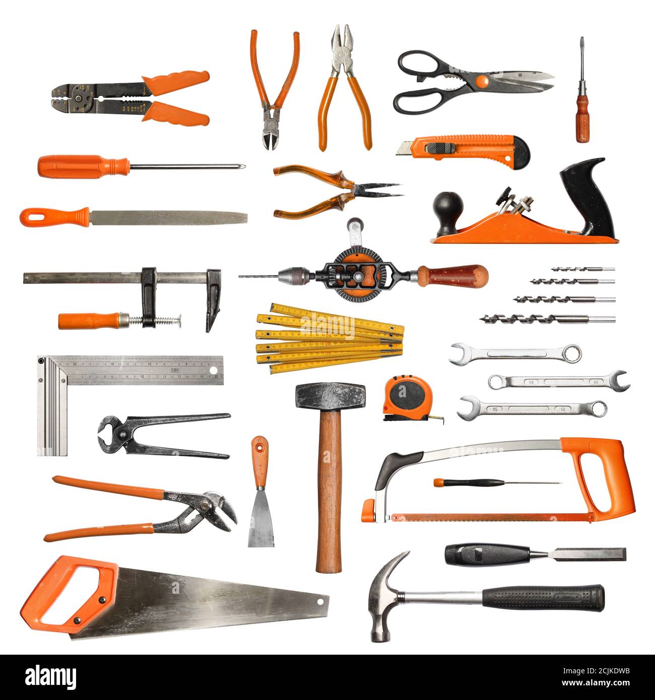 Realistic hand tools with scratches, worn in work, isolated set on ...