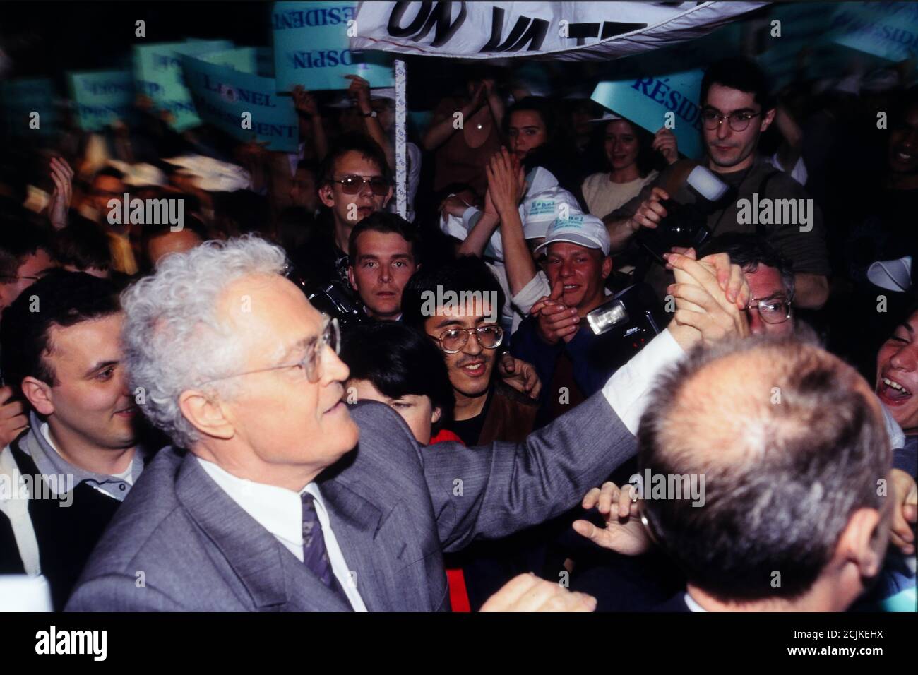 Lionel Jospin (PS) campaigns for French presidential elections, Lyon ...