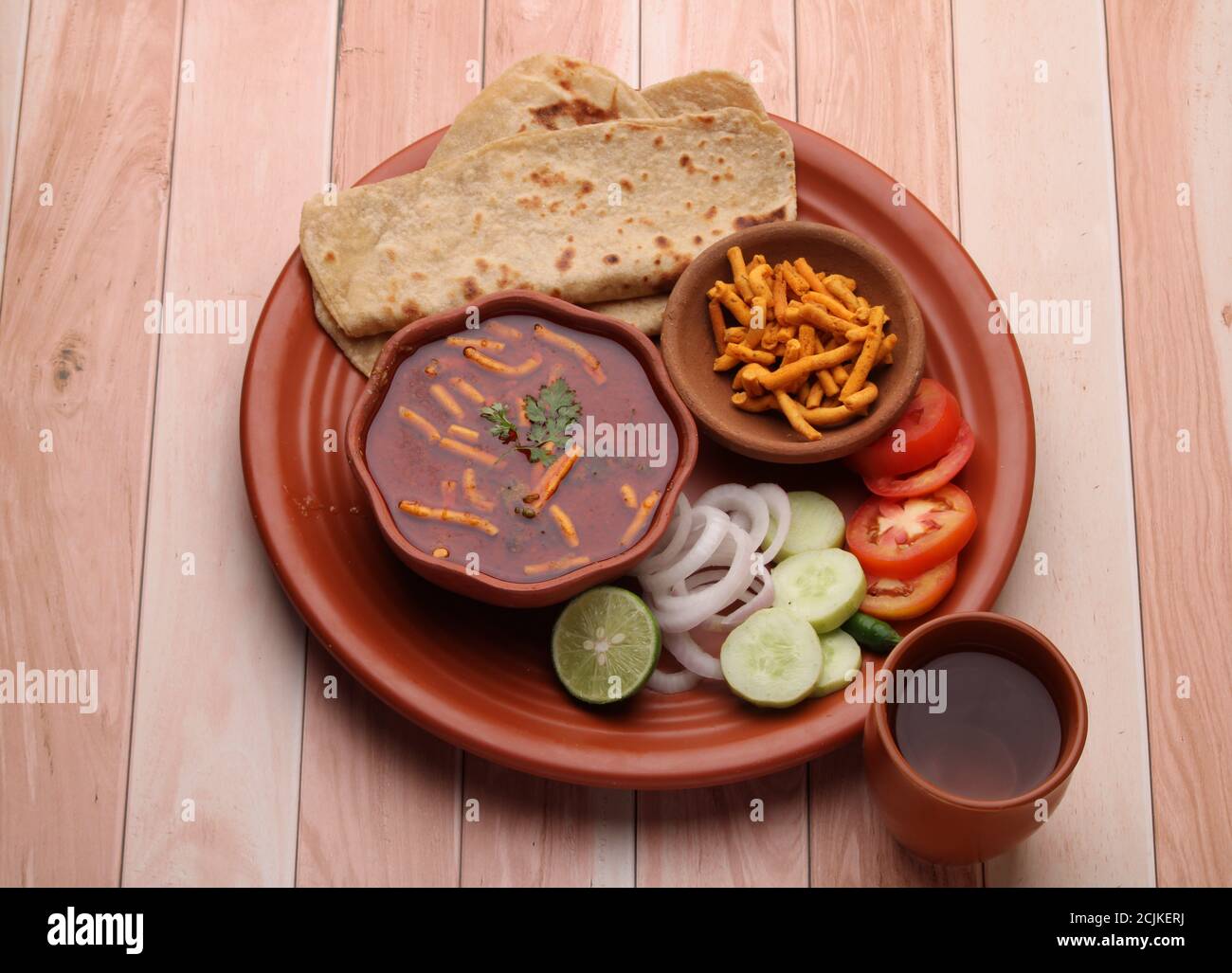 Dhaba style Sev bhaji/sabzi/curry made in tomato curry with gathiya ...