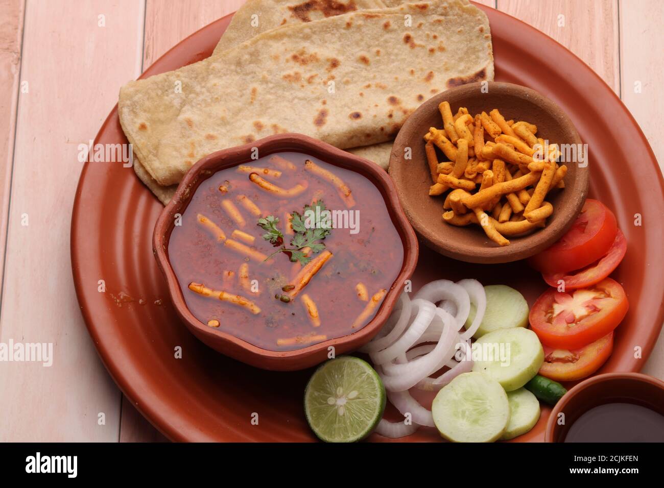 Dhaba style Sev bhaji/sabzi/curry made in tomato curry with gathiya ...
