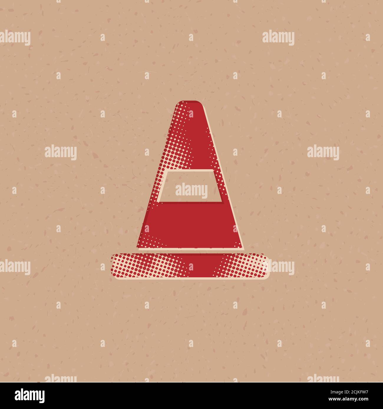 Traffic cone icon in halftone style. Grunge background vector ... Traffic cone icon in halftone style. Grunge background vector ...