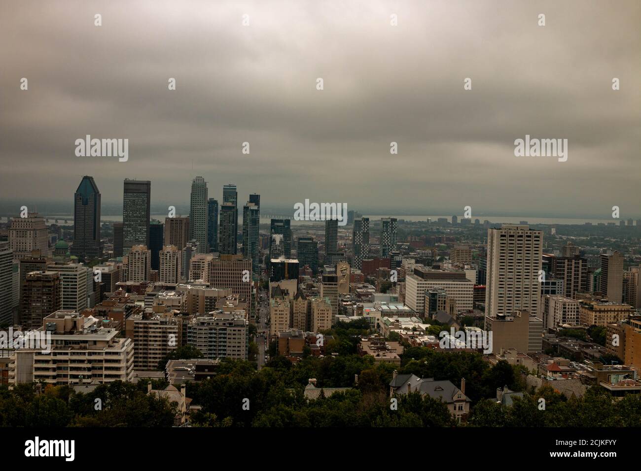 Montreal skyline view from the popular Mont Royal Lookout Stock Photo ...