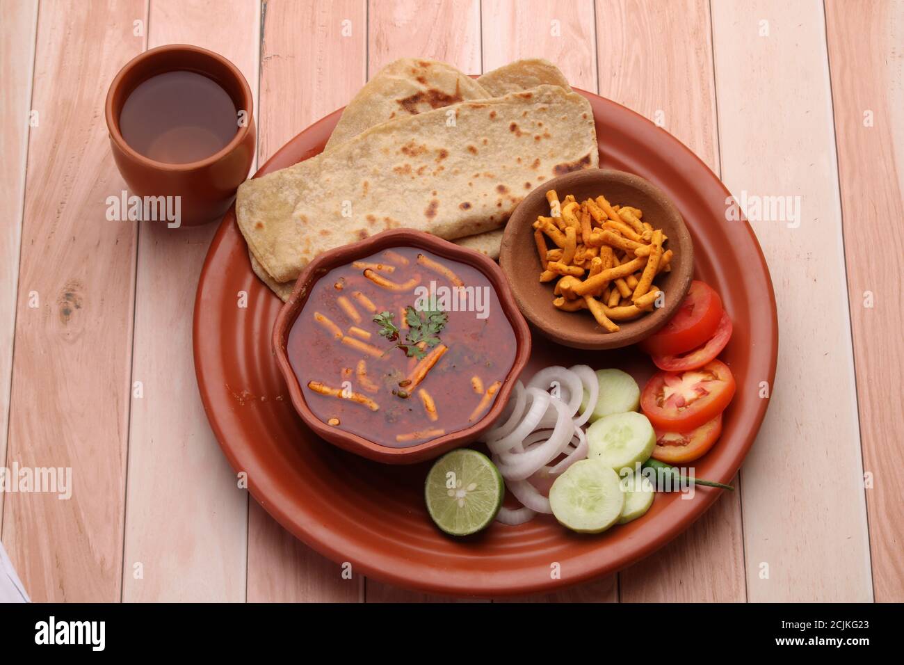 Dhaba style Sev bhaji/sabzi/curry made in tomato curry with gathiya ...