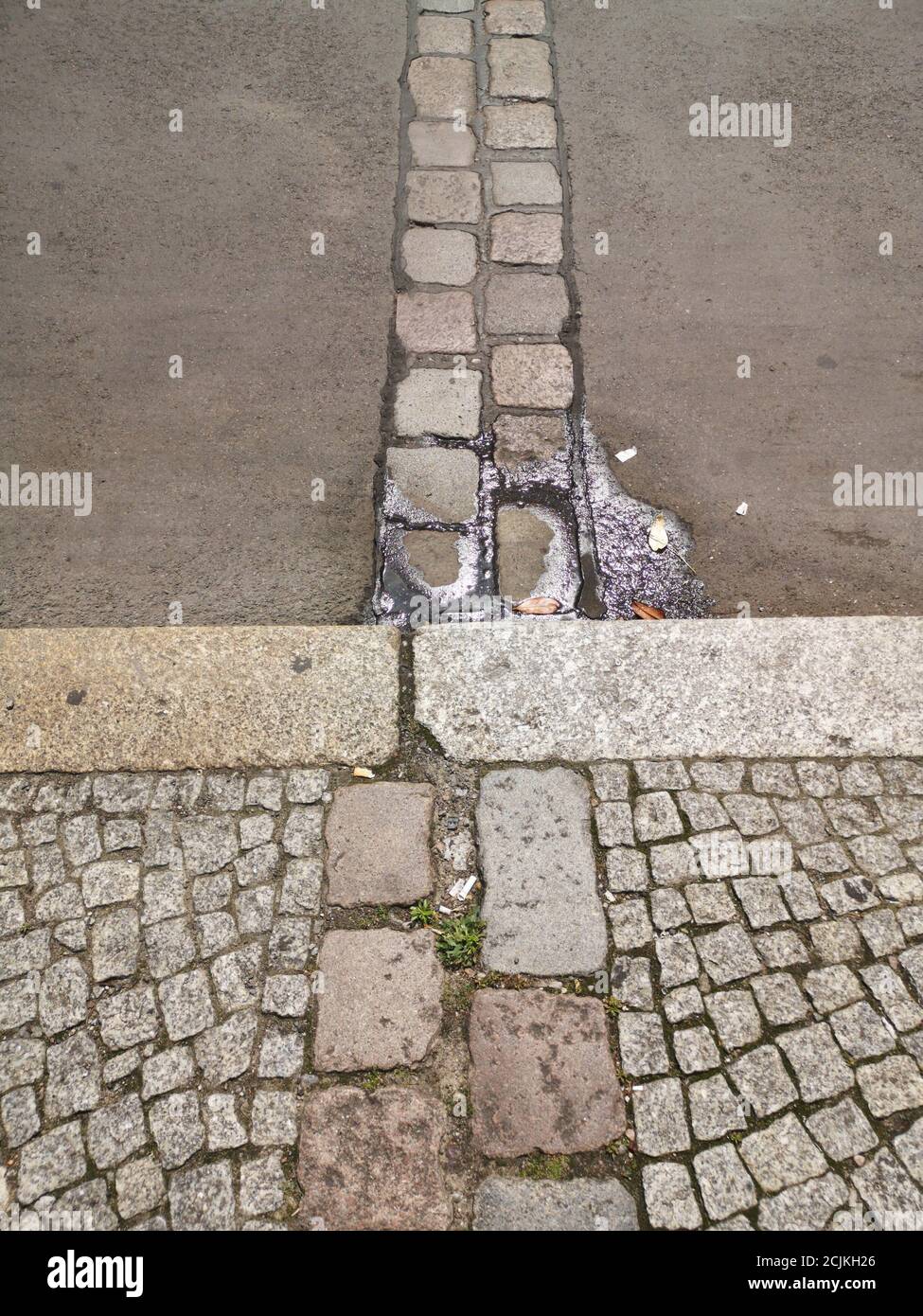 Vertical high angle shot of the paved sidwalk Stock Photo - Alamy