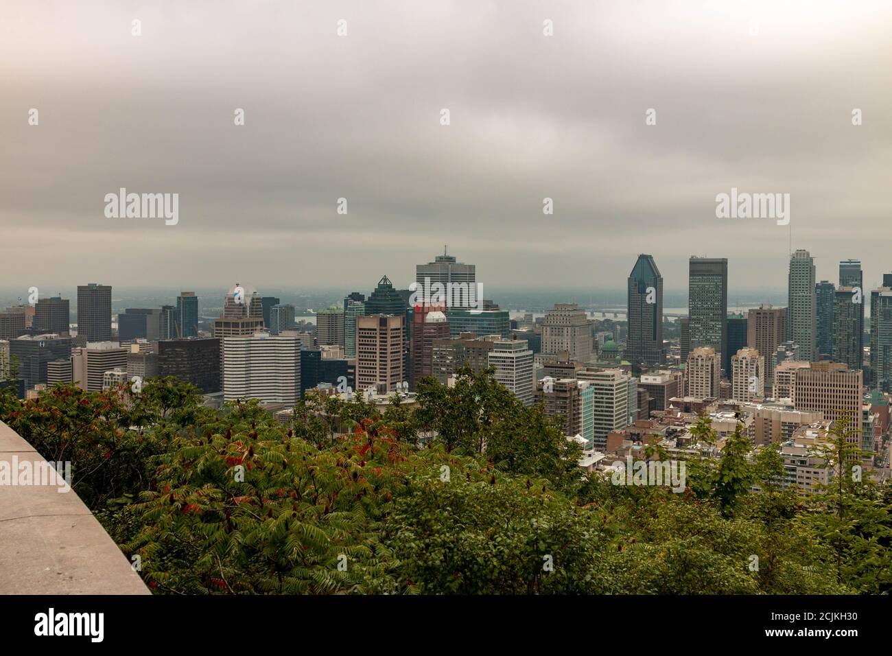Montreal skyline view from the popular Mont Royal Lookout Stock Photo ...