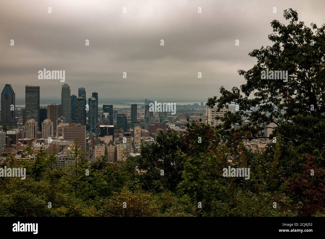 Montreal skyline view from the popular Mont Royal Lookout Stock Photo ...