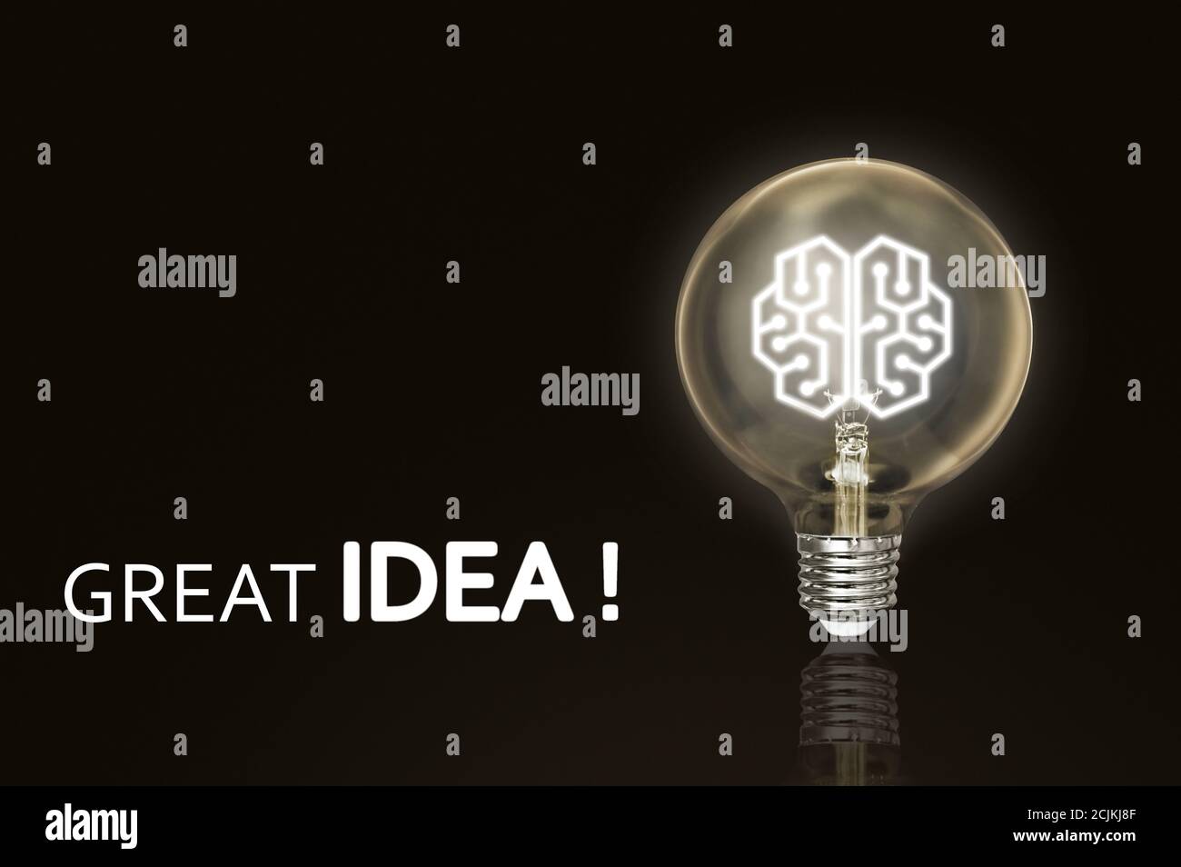 Great idea ,brain light bulb concept solution Stock Photo - Alamy