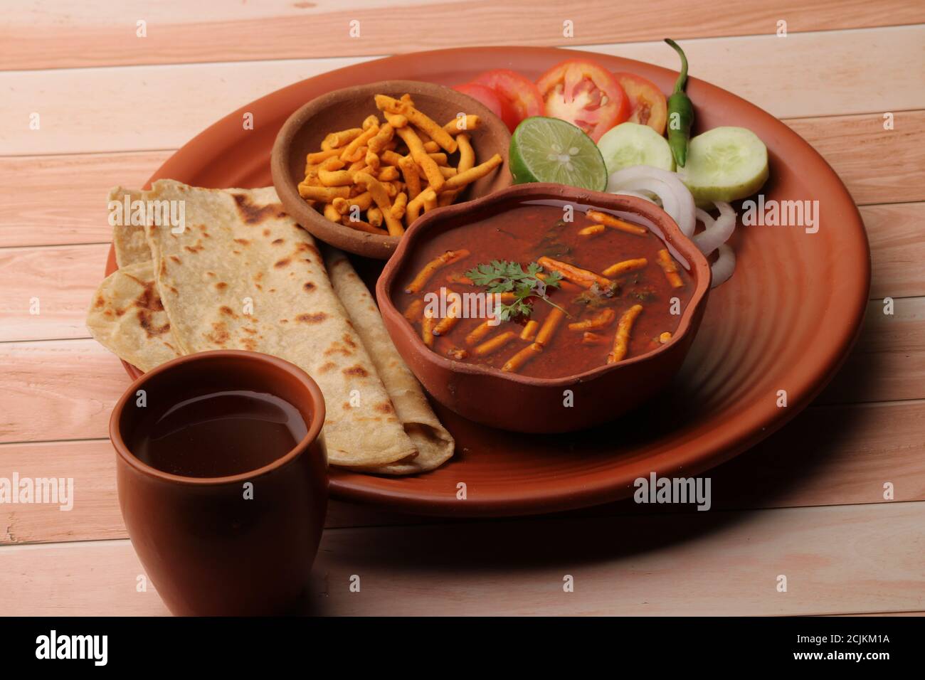 Dhaba style Sev bhaji/sabzi/curry made in tomato curry with gathiya ...