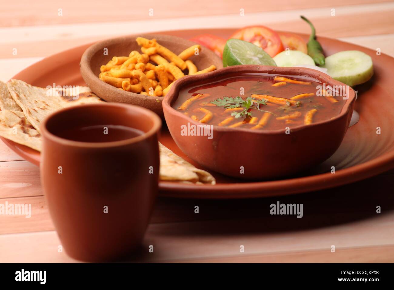 Dhaba style Sev bhaji/sabzi/curry made in tomato curry with gathiya ...