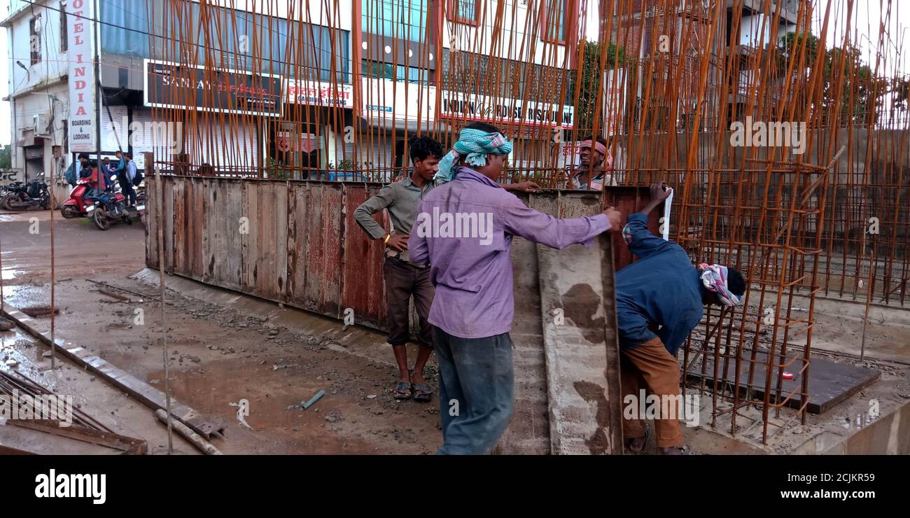 DISTRICT KATNI, INDIA - SEPTEMBER 15, 2019: Indian road construction ...
