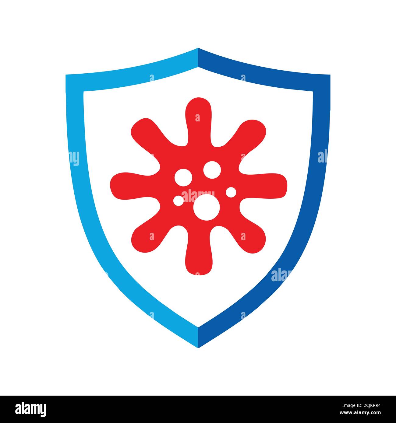 A blue shield and red virus icon to quarantine the Spread of Germs ...